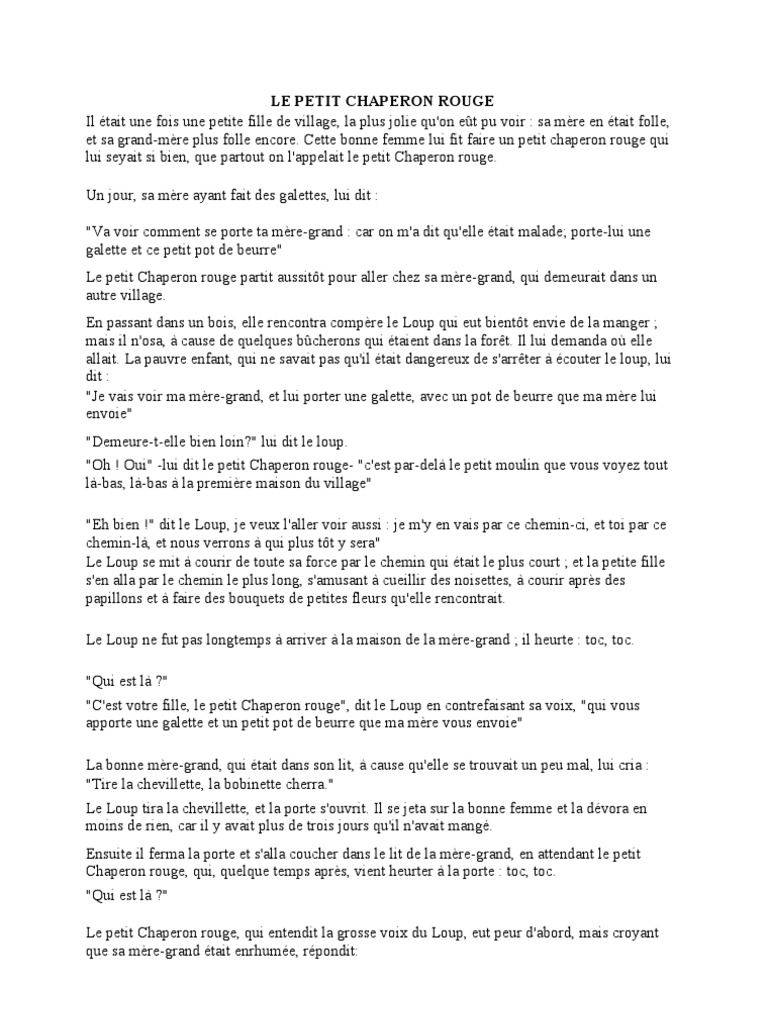 Le Petit Chaperon Rouge | PDF | Le Petit Chaperon rouge