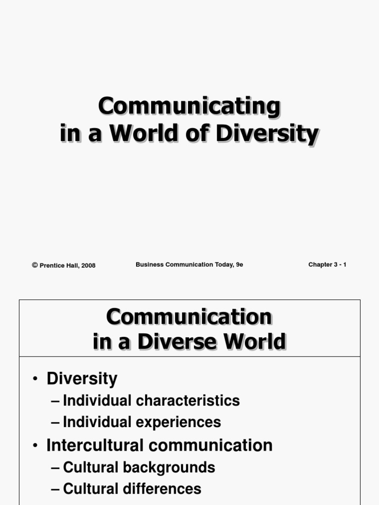 Communicating in A World of Diversity | PDF | Nonverbal Communication ...