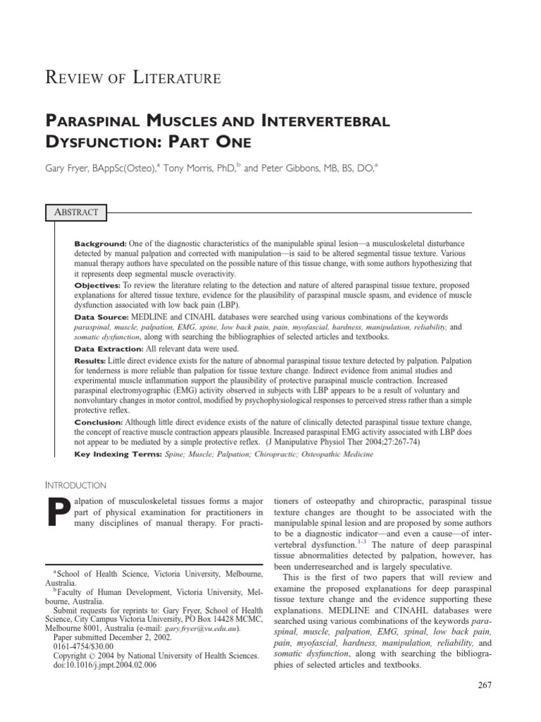 Paraspinal Muscles and Intervertebral Dysfunction-Part 1 | PDF