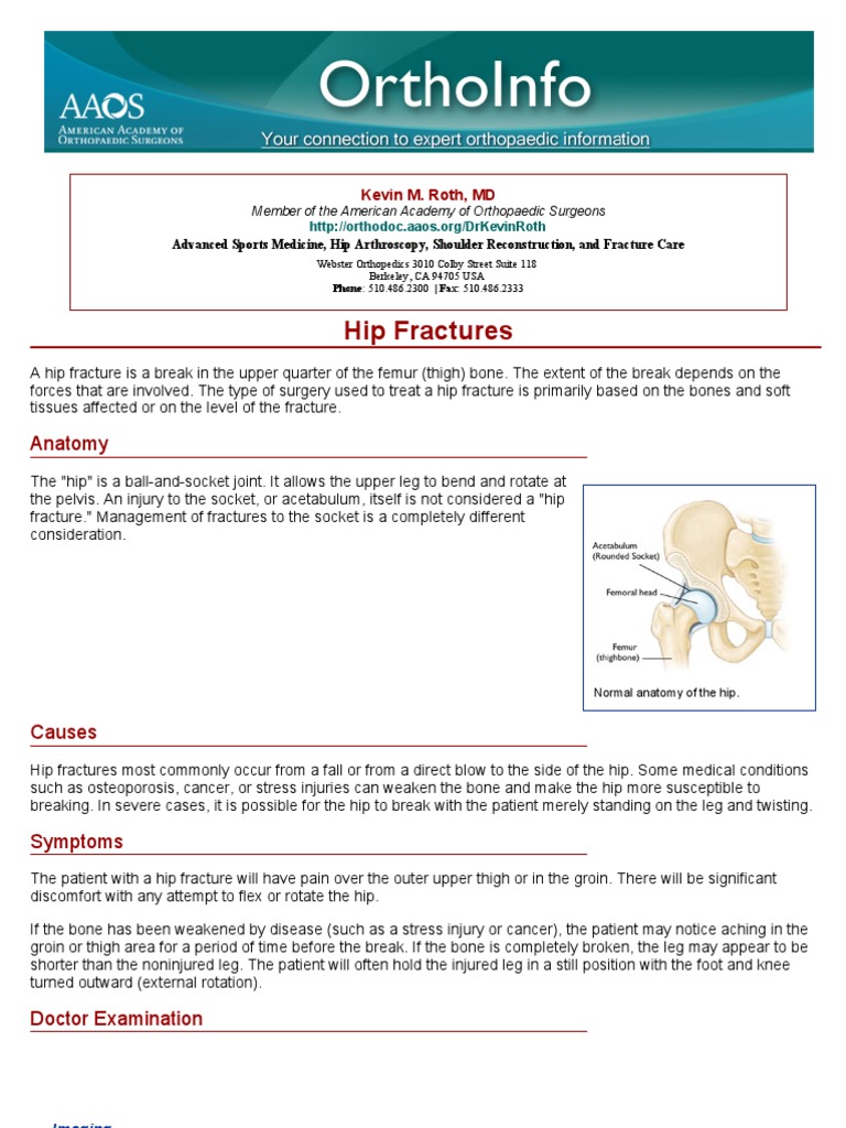 Hip Fractures-Orthoinfo - Aaos | PDF | Hip | Surgery