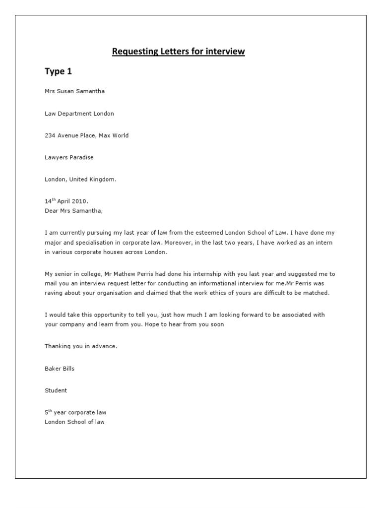 Requesting Letters For Interview | PDF | Internship | Job Hunting