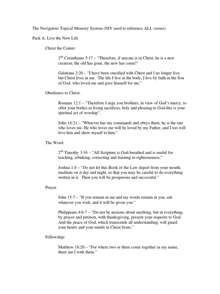 Topical Memory System | PDF | Epistle To The Romans | Jesus