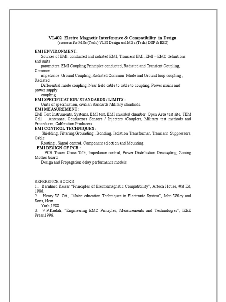 EMI and EMC in VLSI Design | PDF | Electromagnetic Interference ...