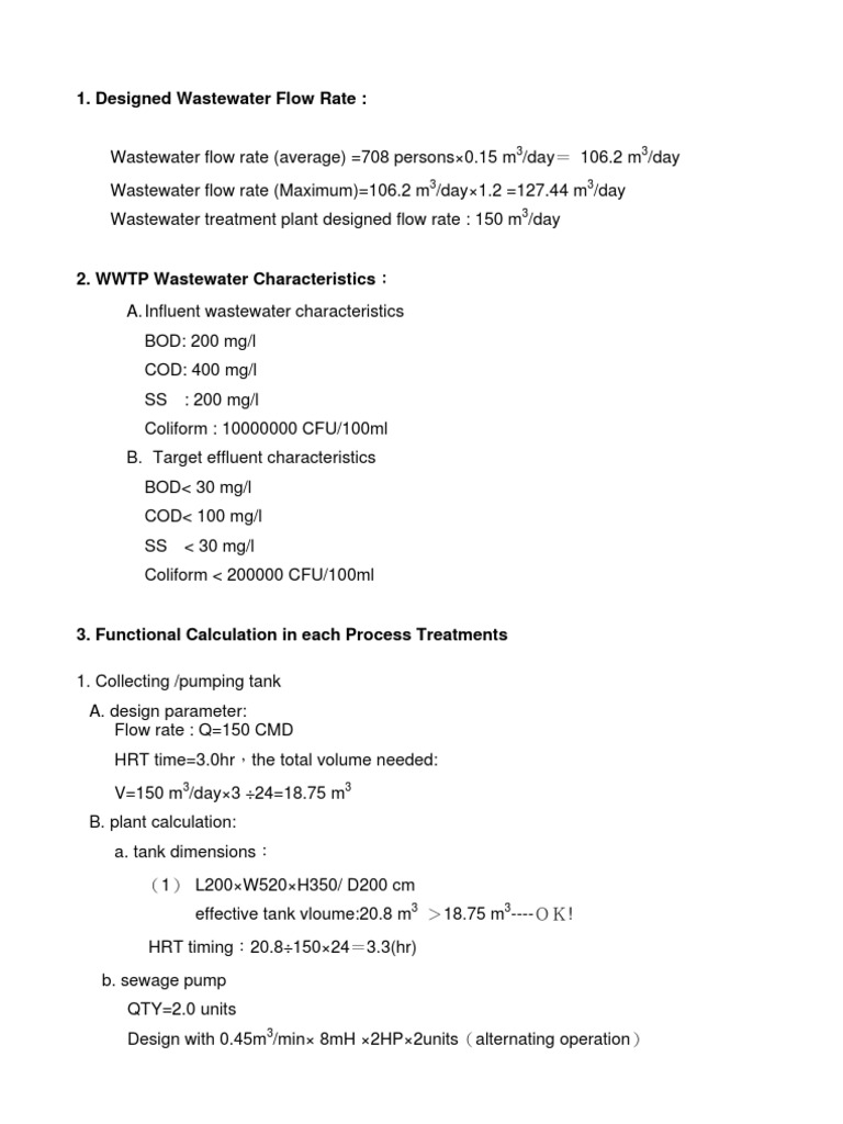 Calculation | PDF | Wastewater | Pump