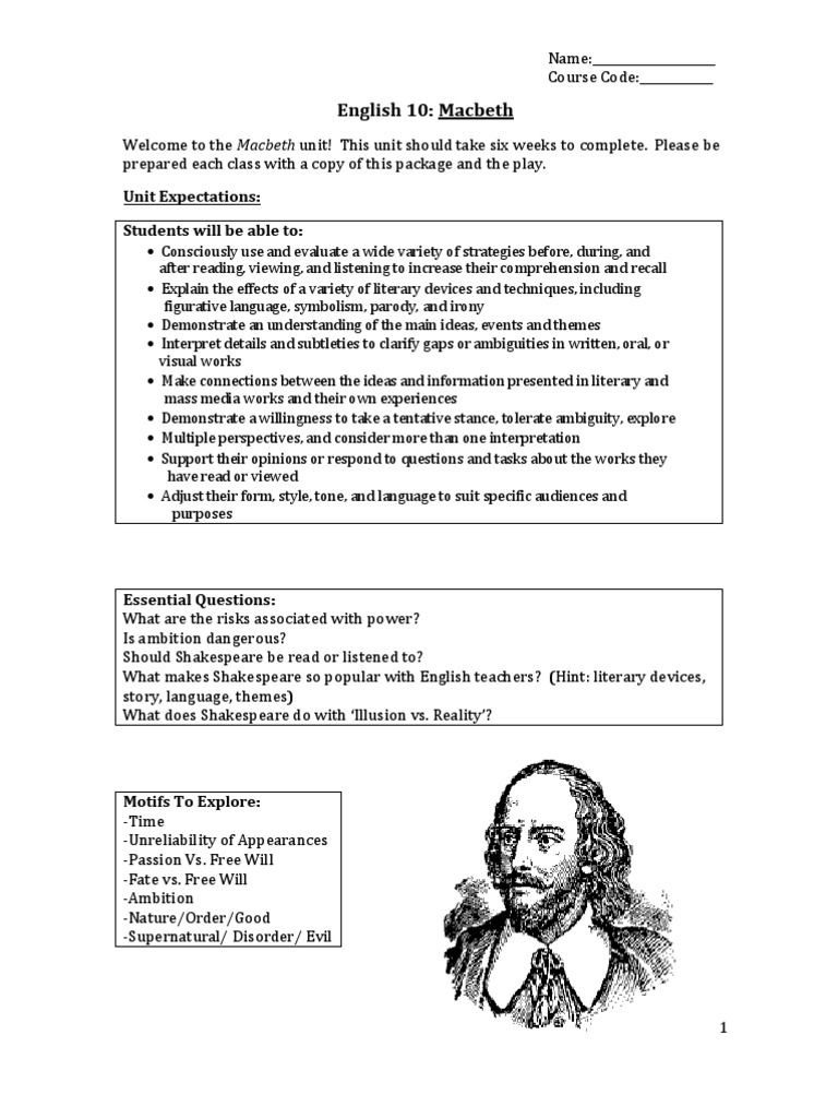 Macbeth Student Packet | PDF | Macbeth | Thou