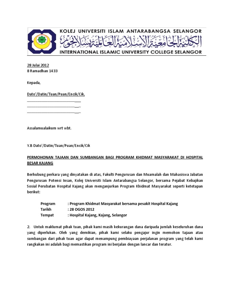 Surat Tajaan CSR | PDF