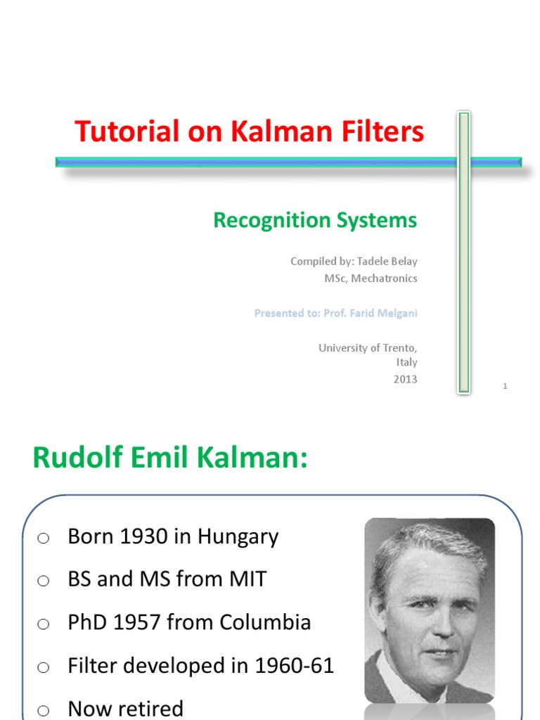 Tutorial On Kalman Filter | PDF | Kalman Filter | Mathematical Analysis