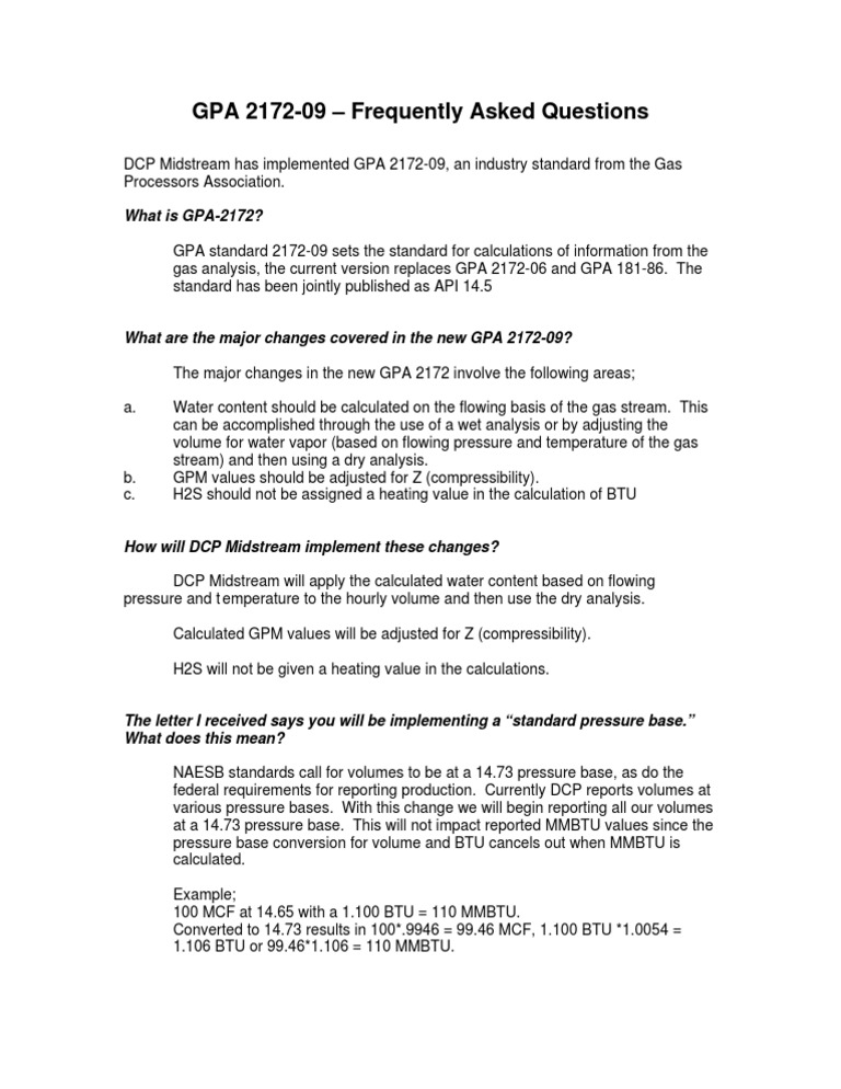 Gpa 2172-09 Faq | PDF