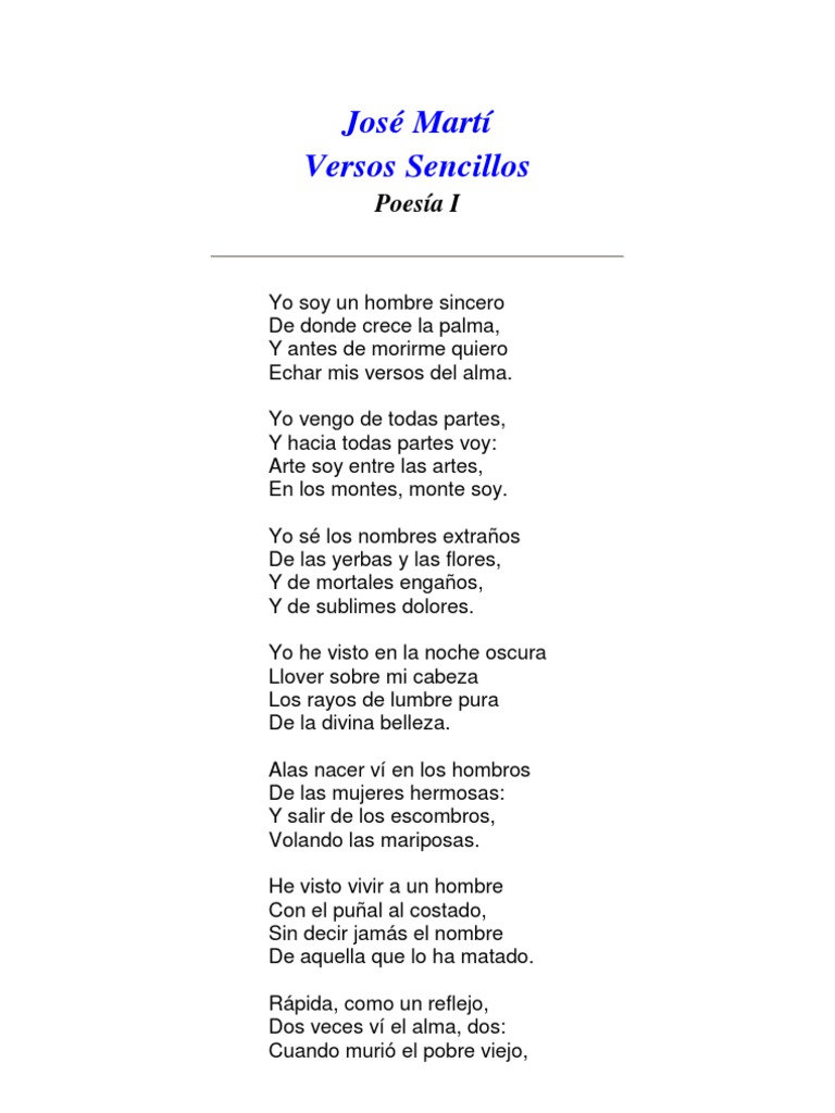 Versos Sencillos de José Martí | PDF
