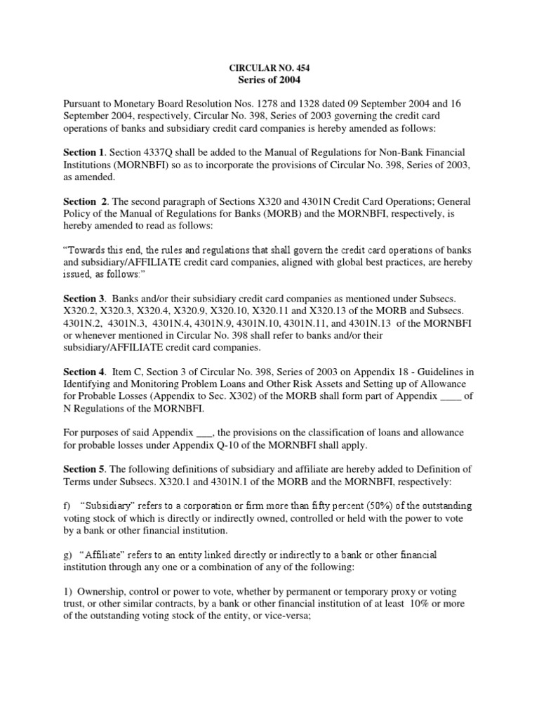 BSP Circular 454 | Credit Card | Financial Transaction