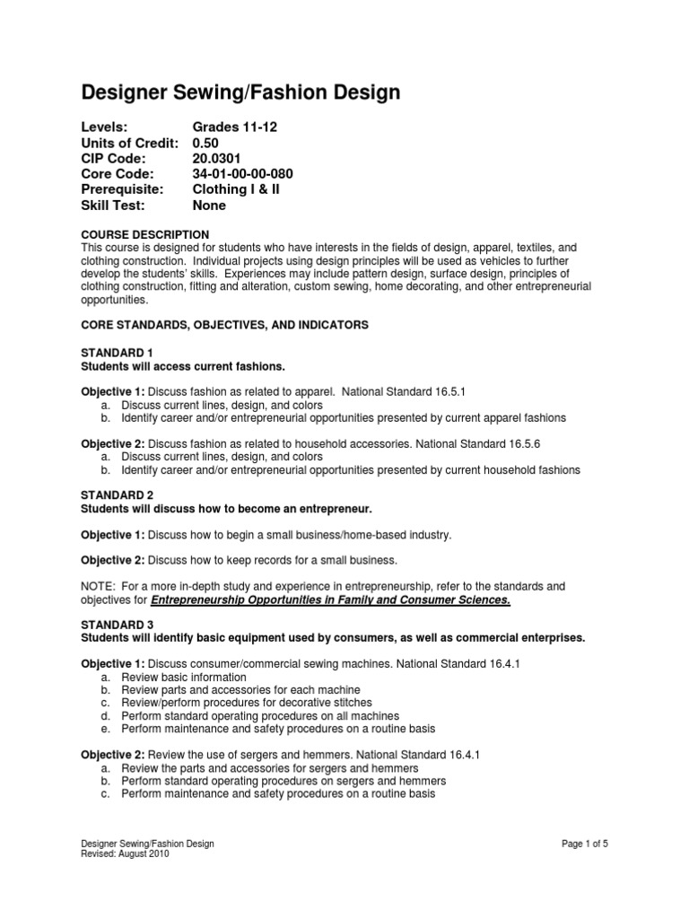 Fashion Design Course Overview | PDF | Sewing | Seam (Sewing)