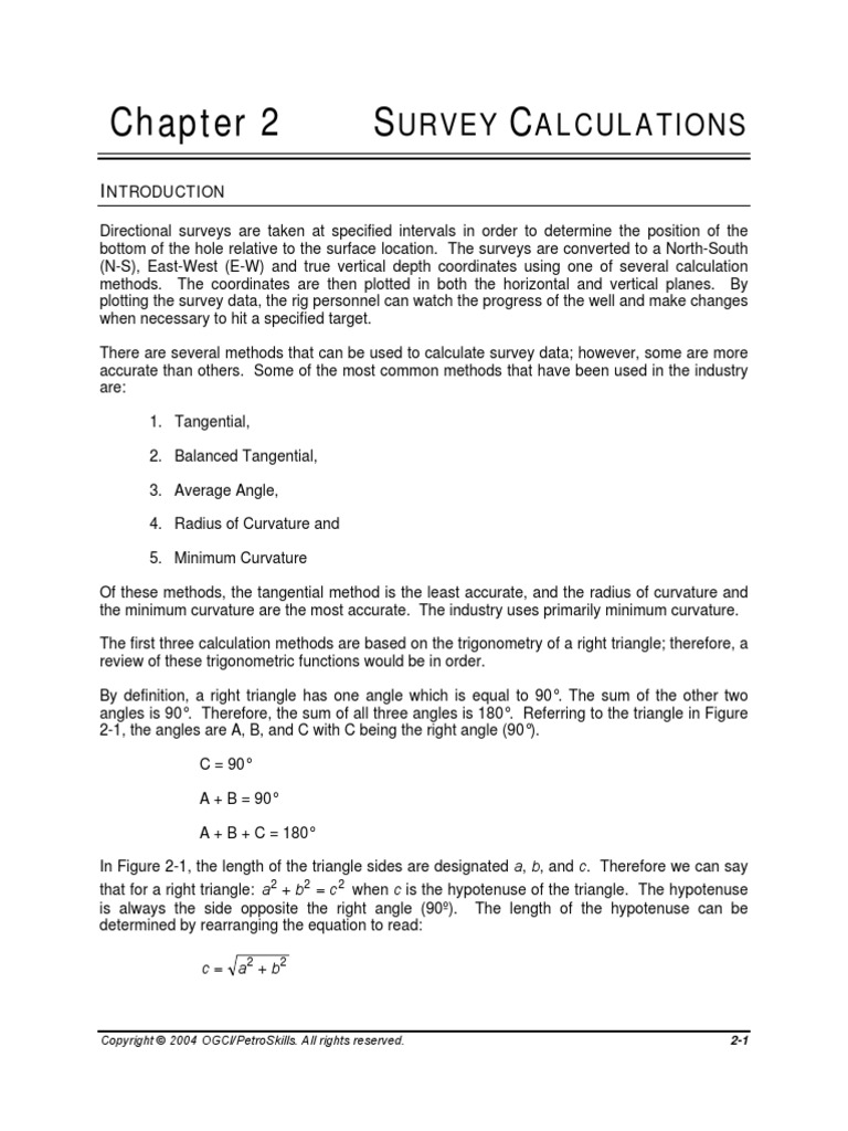 Survey Calculations Directional and Horizontal Drilling | Surveying ...