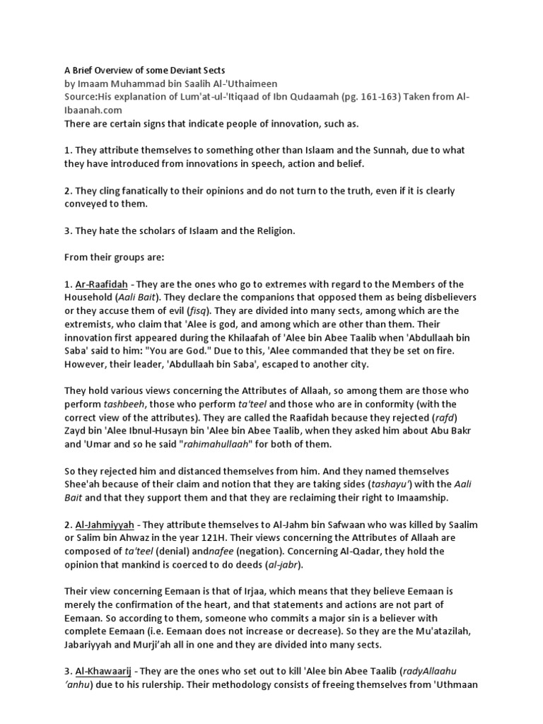 Overview of Deviant Islamic Sects | PDF | Abrahamic Religions ...