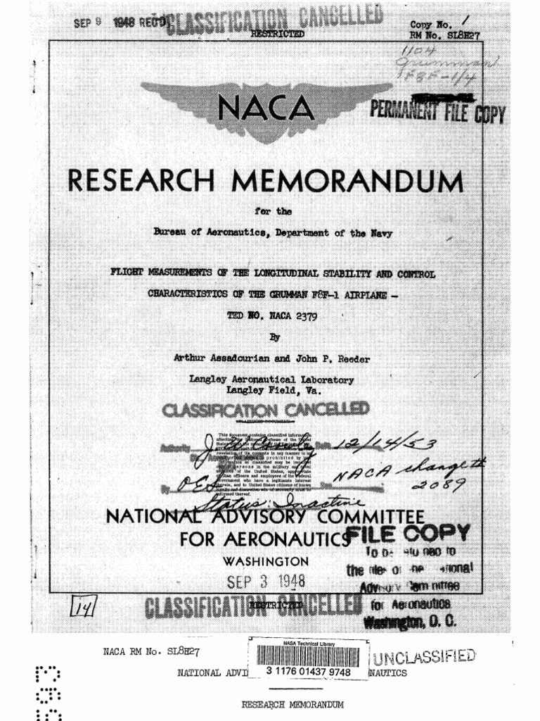 NACA Report of The Grumman F8F-1 | PDF | Stall (Fluid Mechanics ...