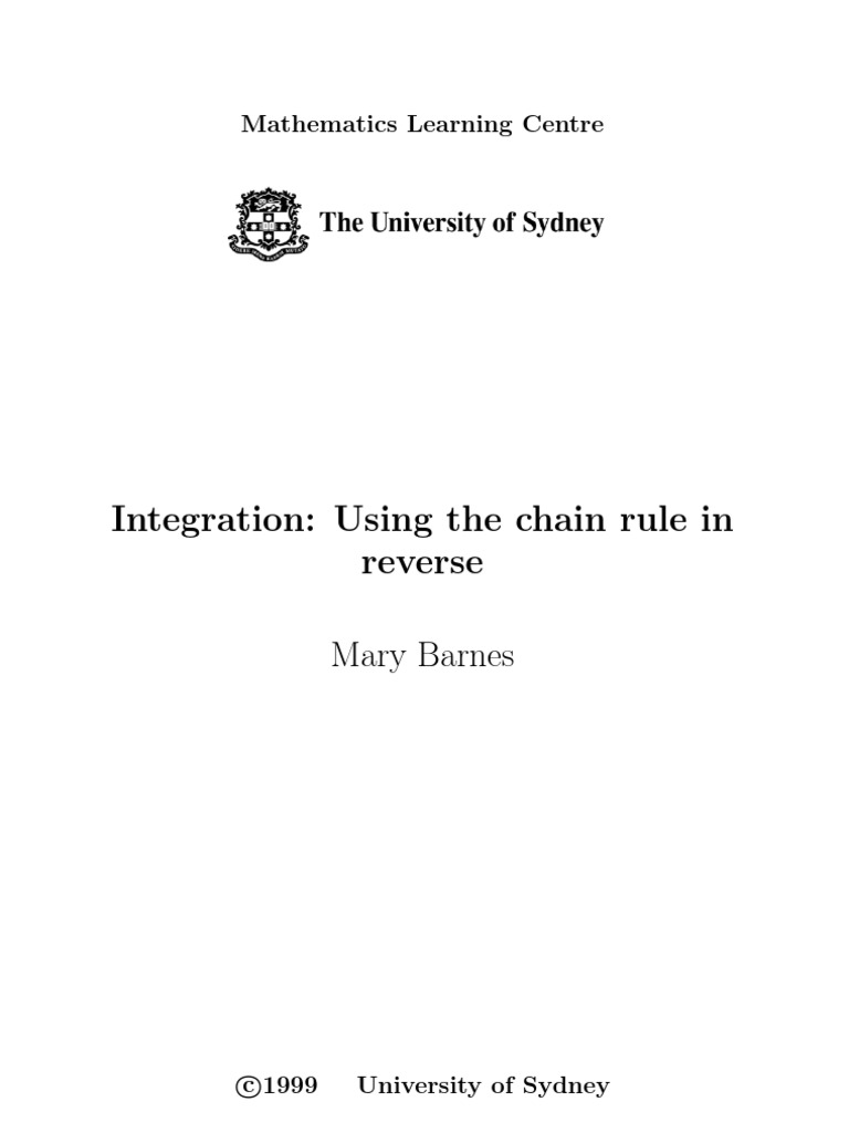 Reverse Chain Rule for Integration | PDF | Integral | Function ...