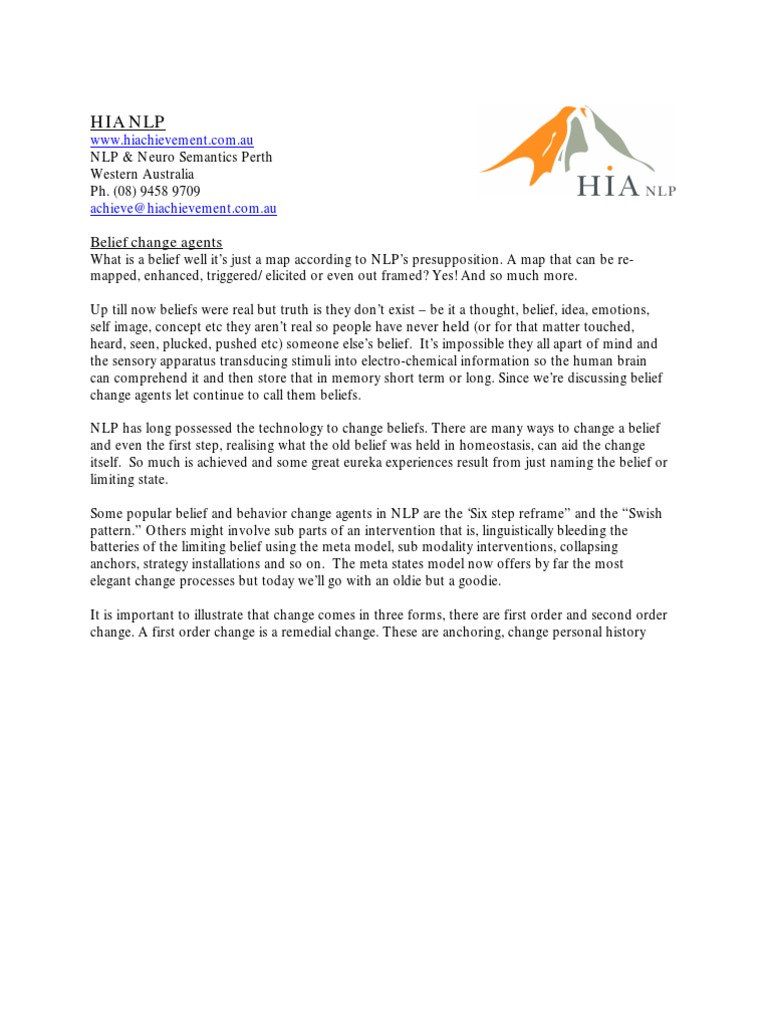 6 Step Reframing (Howto) by Richard Bandler | PDF | Neuro Linguistic ...