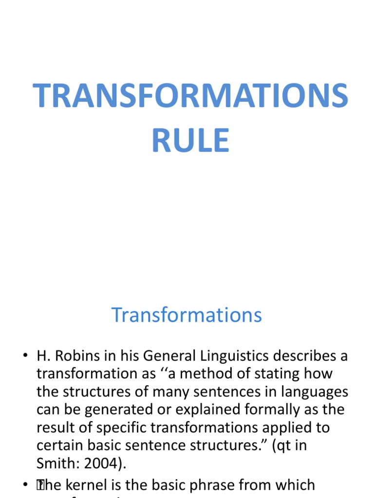 Transformations Rule Pdf Philology Language Arts And Discipline
