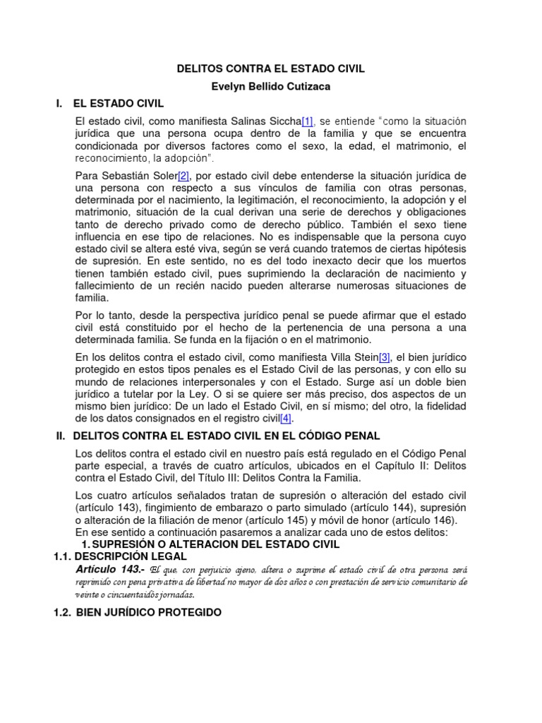 Delitos Contra El Estado Civil | Delito | Castigos