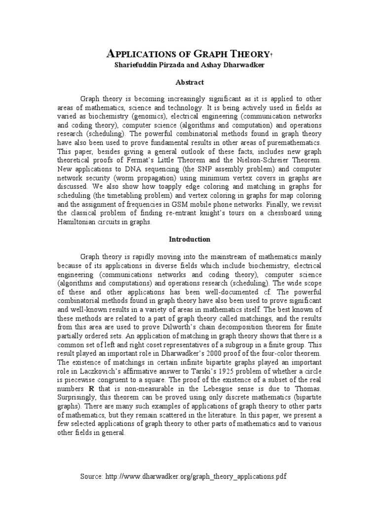 Applications Of Graph Theory Pdf Graph Theory Combinatorics