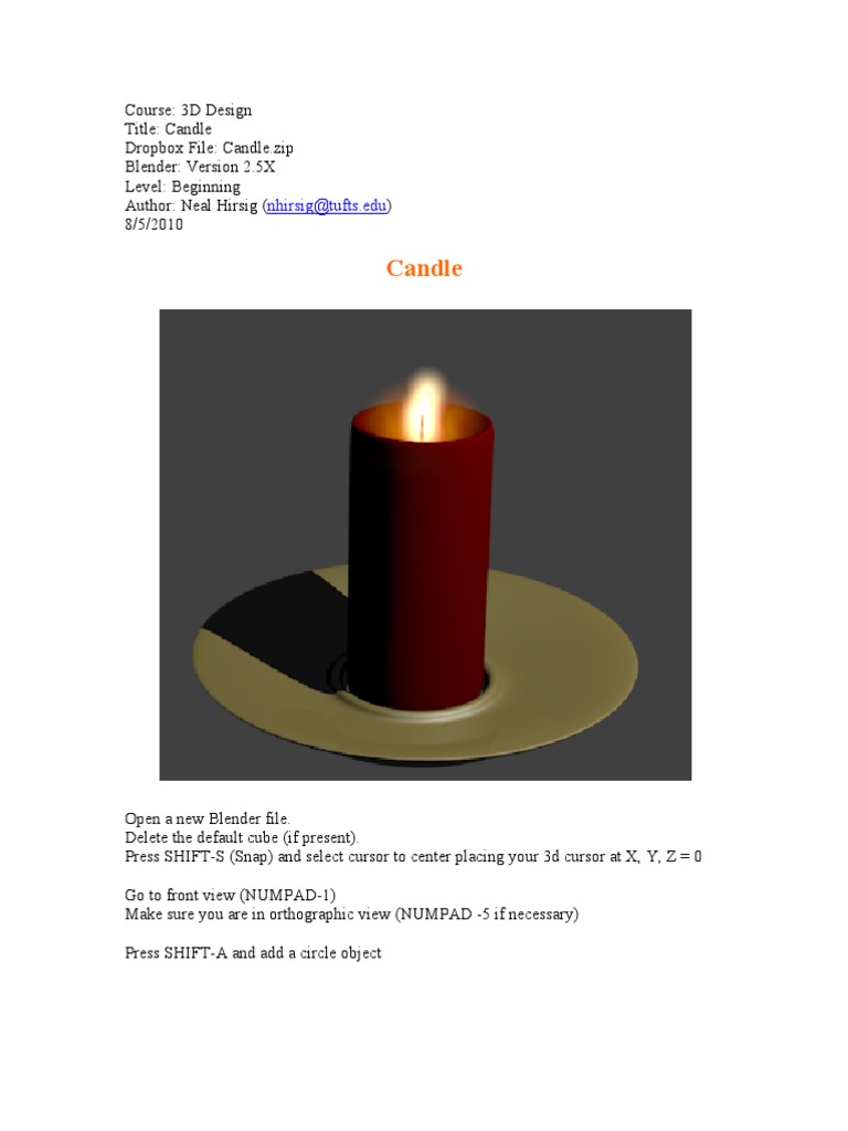 Blender Candle Modeling Tutorial | PDF | Rendering (Computer Graphics) | Texture Mapping
