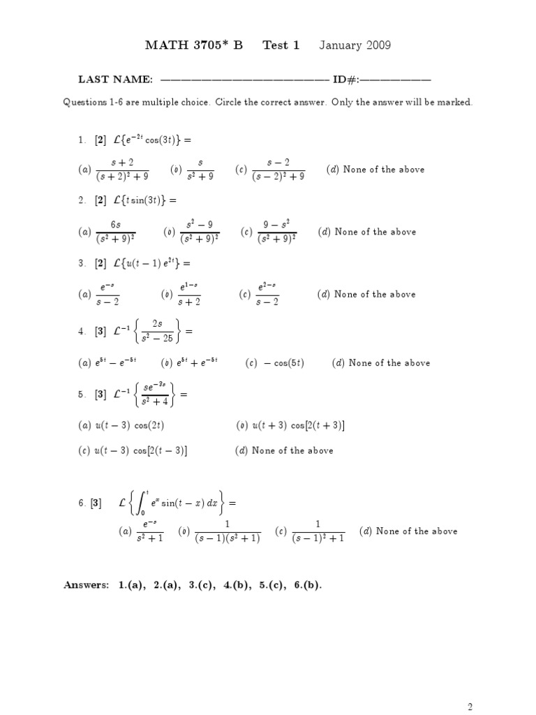 Test1 09 Solutions | PDF