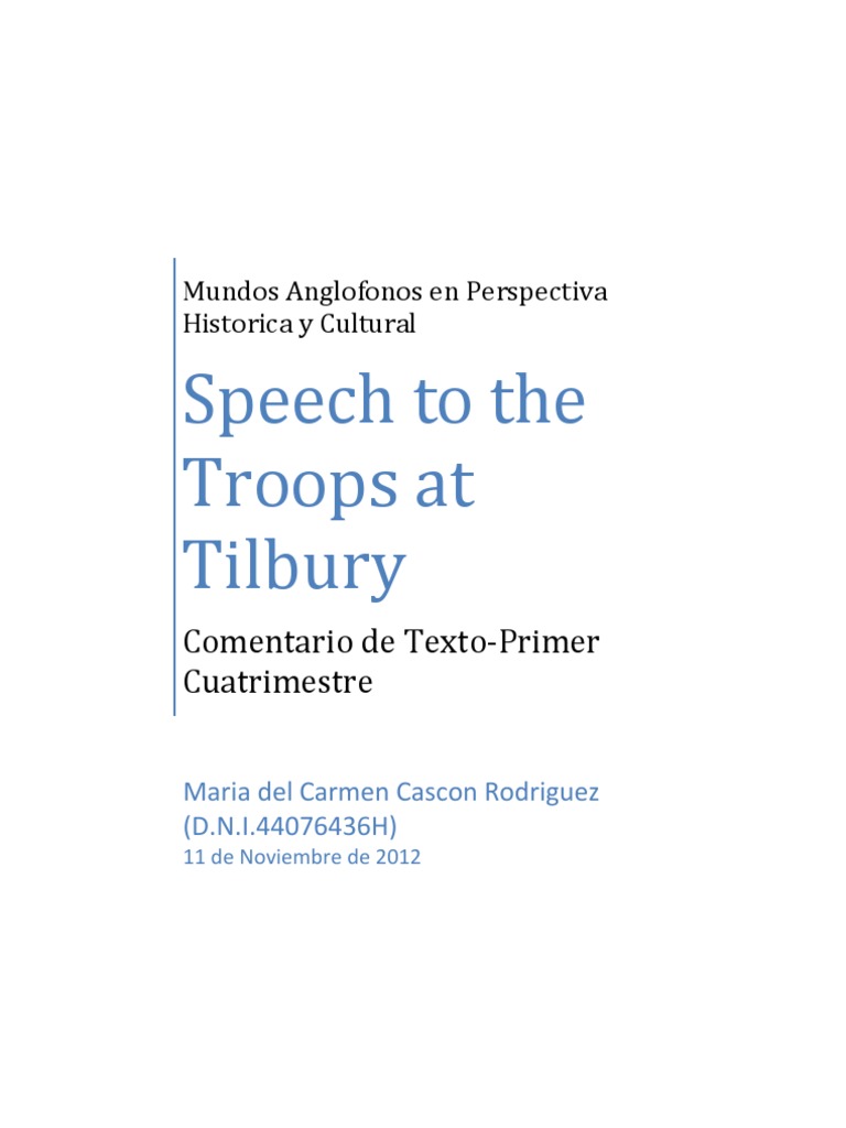 Queen Elizabeth I's Tilbury Speech Analysis | PDF | Elizabeth I Of ...