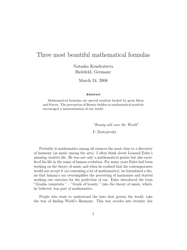Three Most Beautiful Mathematical Formulas | PDF | Dynamical System ...