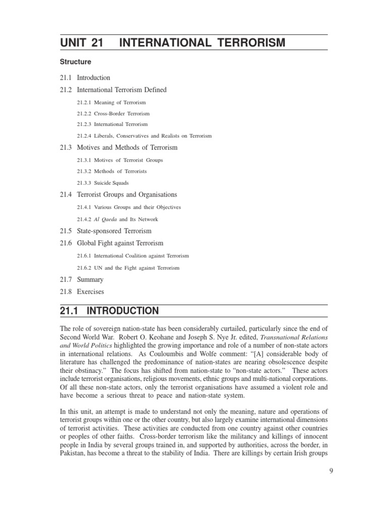Unit 21 International Terrorism: Structure | PDF | Al Qaeda | World ...