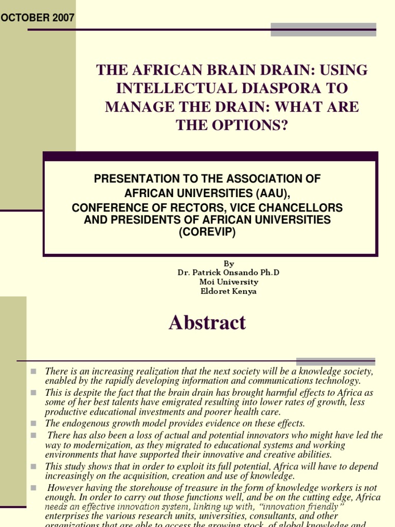 The African Brain Drain-Dr Onsando | PDF | Human Capital Flight ...