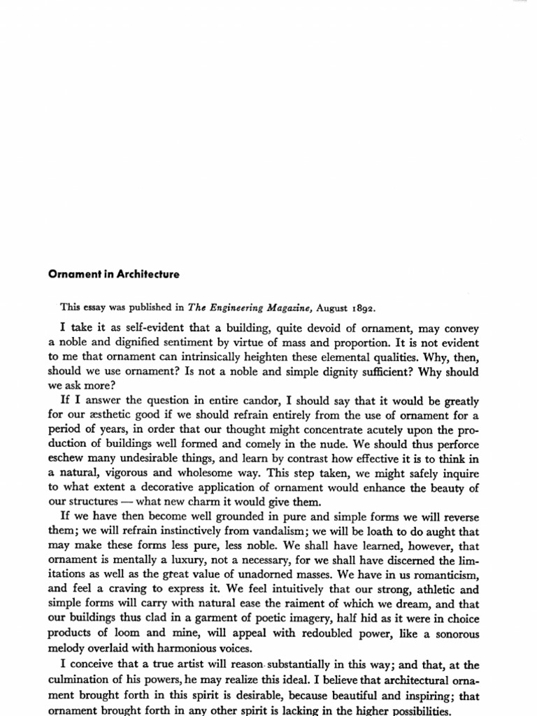 Louis Sullivan-Ornament in Architecture | PDF