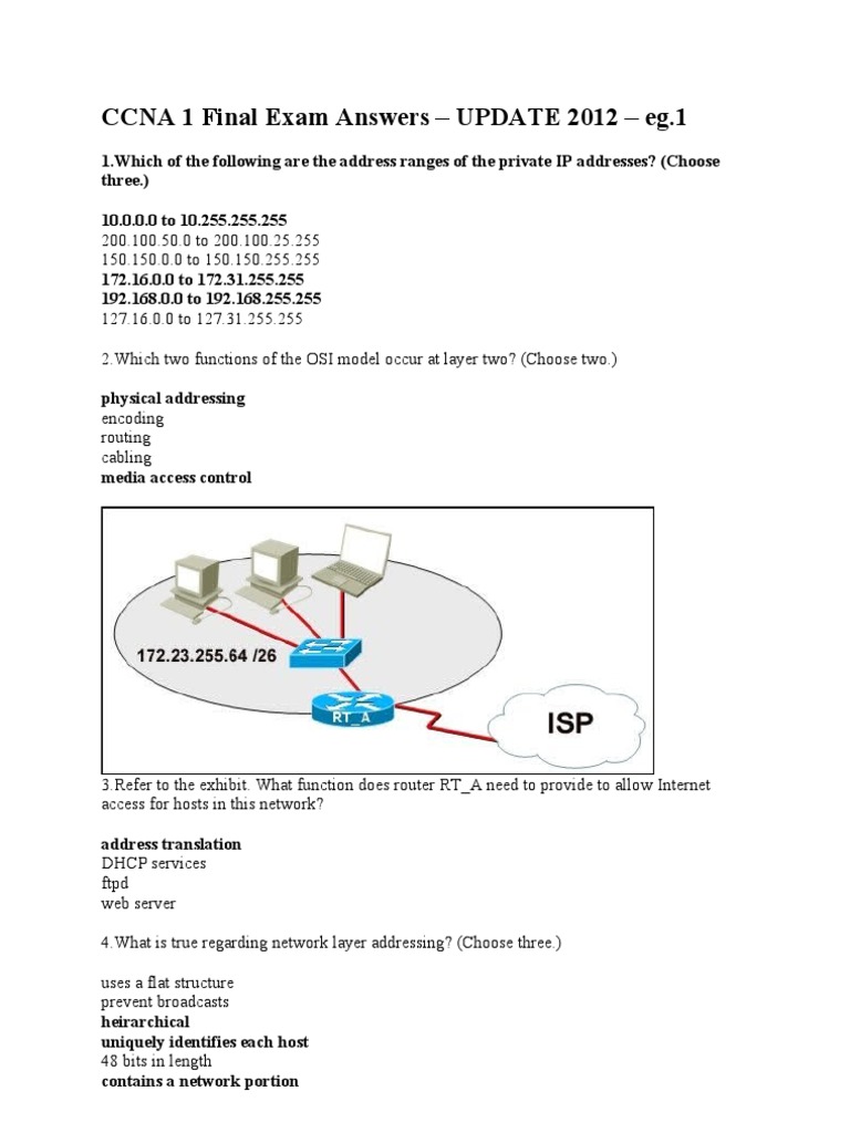 CCNA 1 Final Exam Answers - UPDATE 2012 - Eg.1 | PDF | Router ...