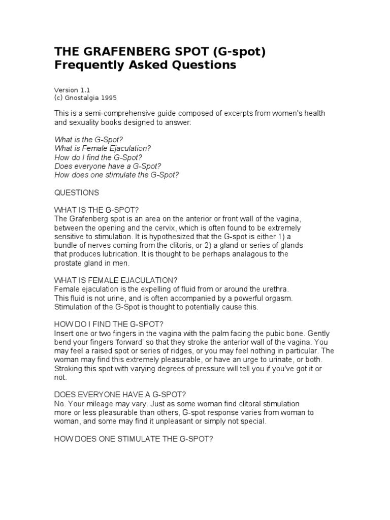 Sex - The Grafenberg Spot Faq | PDF | Orgasm | Mammal Reproductive System