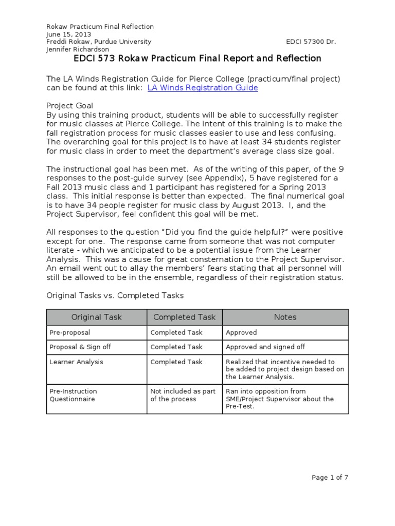 Practicum Final Reflection | Motivation | Self-Improvement