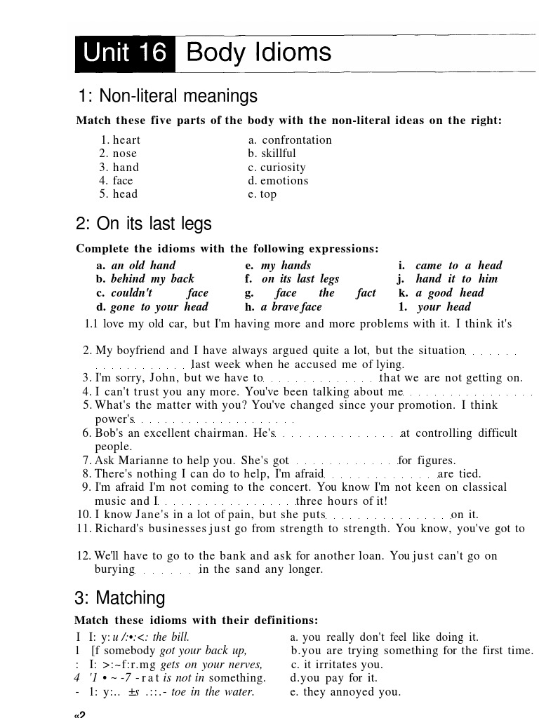 Body Idioms and Expressions Guide | PDF | Idiom