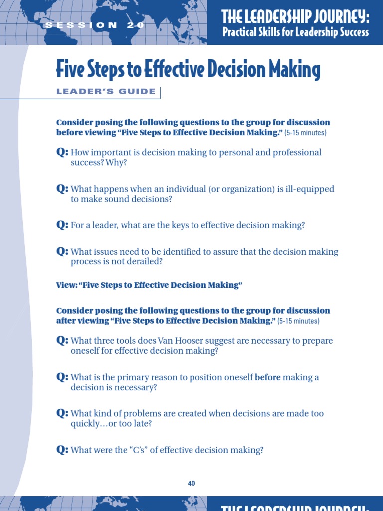 Five Steps To Effective Decision Making: Session 20 | PDF | Attitude ...