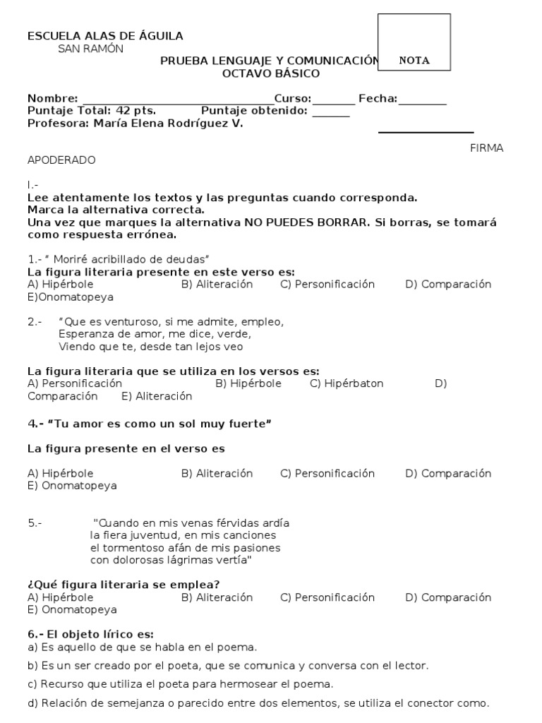 Prueba La Poesia 6º | PDF | Rima | Poesía