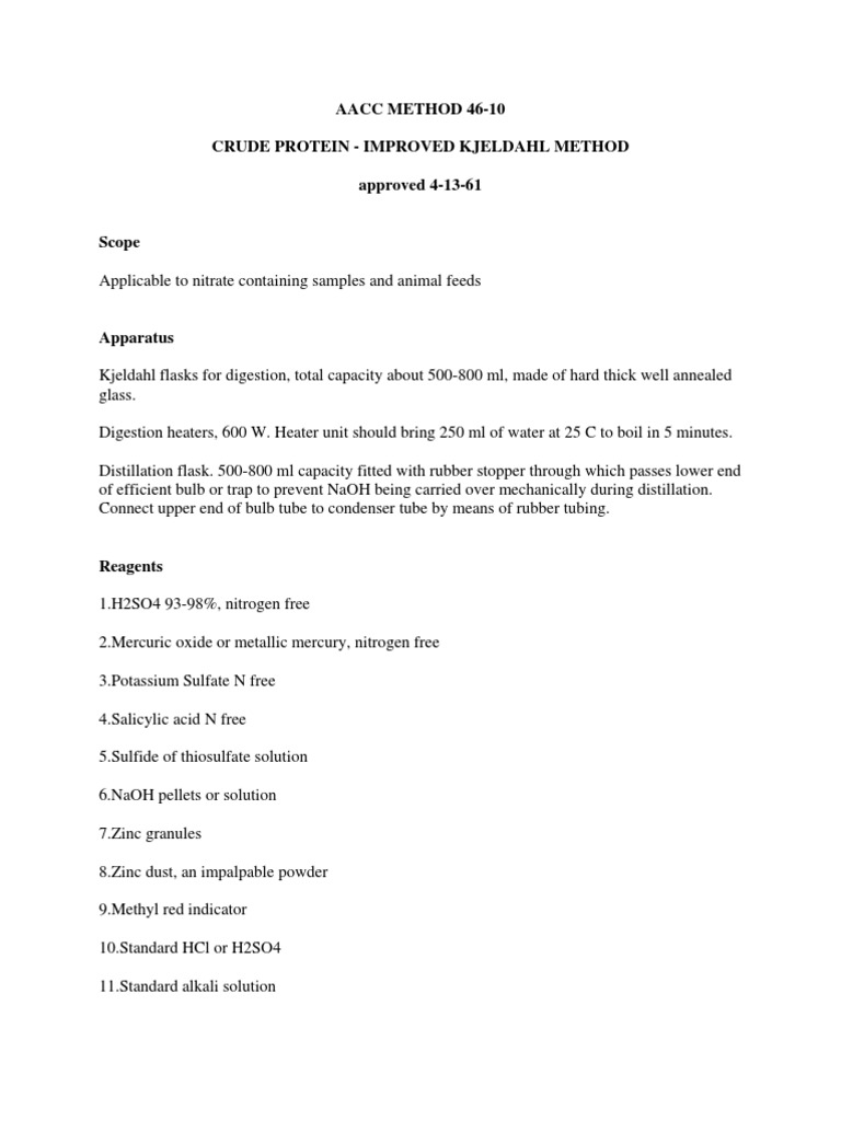 Animal Feed Crude Protein Analysis | PDF