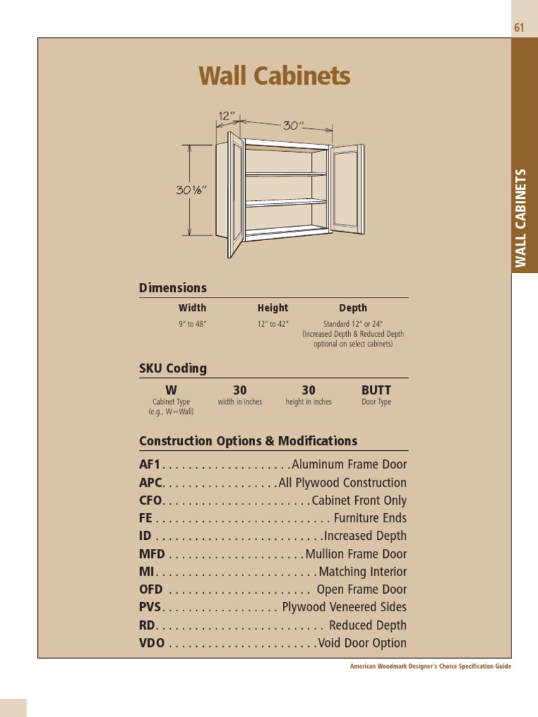 American Woodmark Cabinet Specs Guide | PDF | Cabinetry | Duct (Flow)