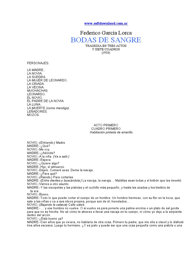 Federico García Lorca-BODAS DE SANGRE | PDF | Naturaleza