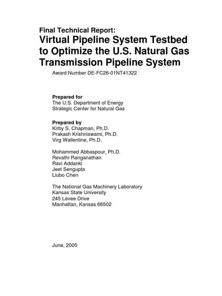 Virtual Pipeline System Testbed To Optimize The U.S. Natural Gas ...