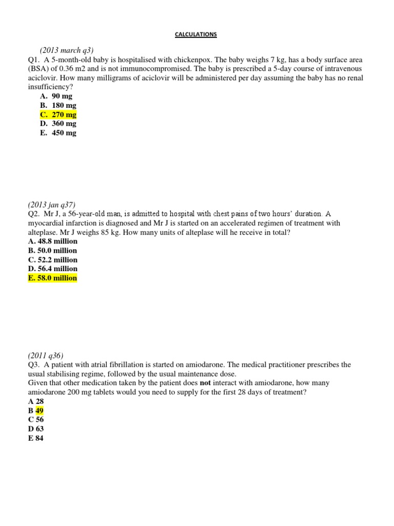 Sample Calculation Question | PDF | Mass Concentration (Chemistry ...