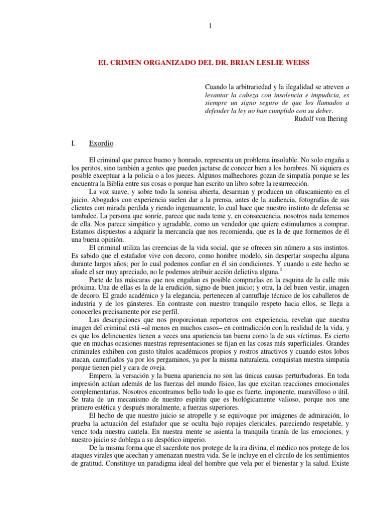 The Organized Crime of Dr. Brian Weiss | PDF | Delito | Crimen organizado