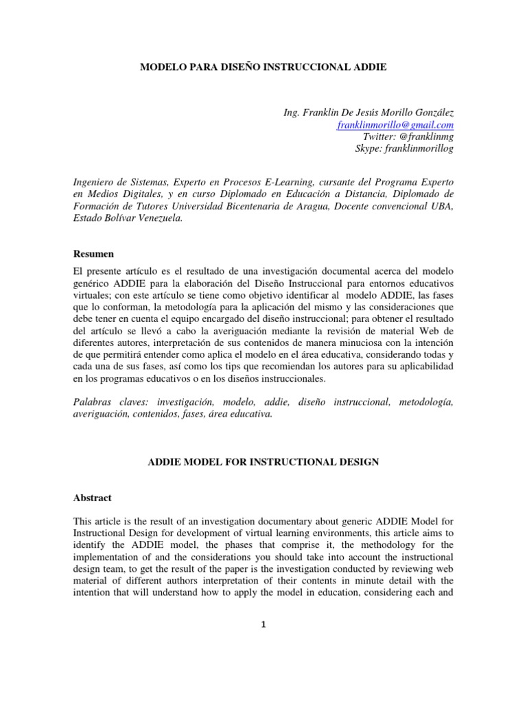 Modelo ADDIE, Entornos Educativos | PDF | Diseño instruccional | Diseño