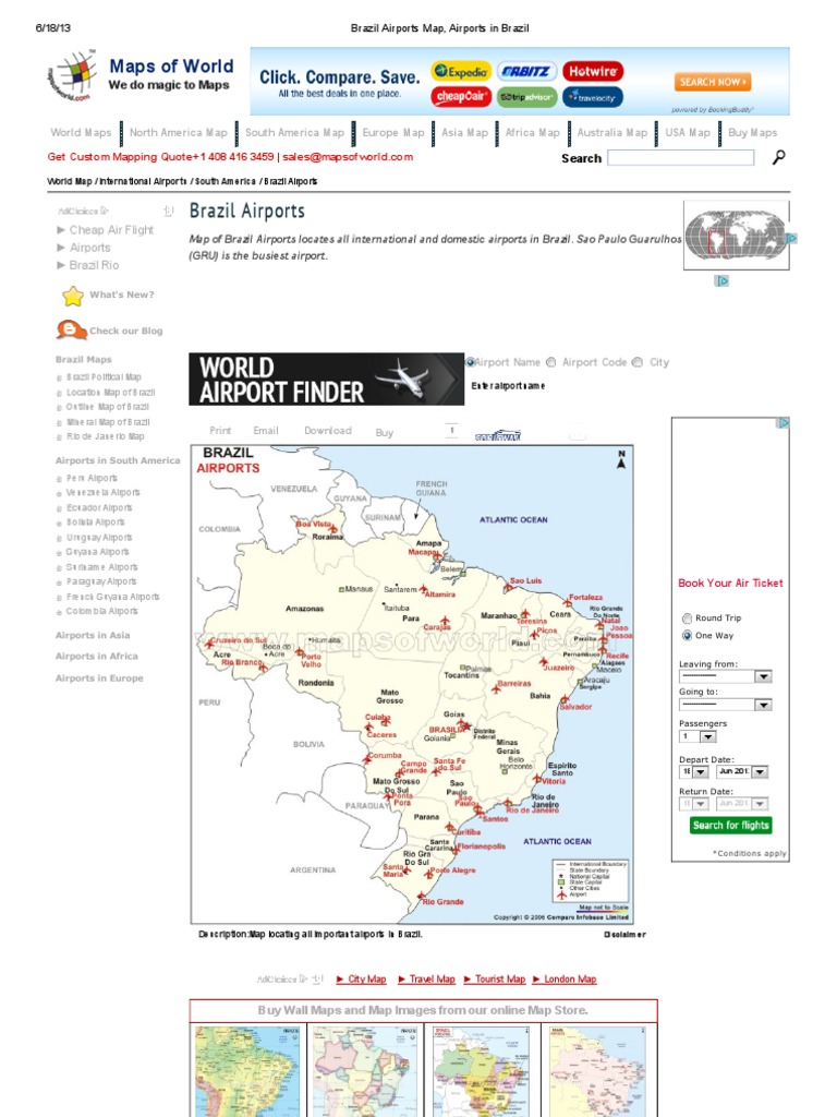 Brazil Airports Map, Airports in Brazil | PDF | South America | Brazil
