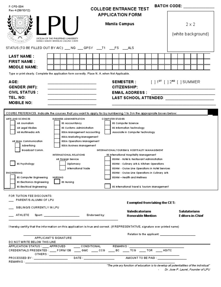 Cet Application Form | Download Free PDF | Bachelor Of Science ...