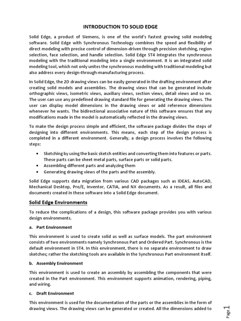 Introduction For Solid Edge | PDF | Tab (Gui) | Software