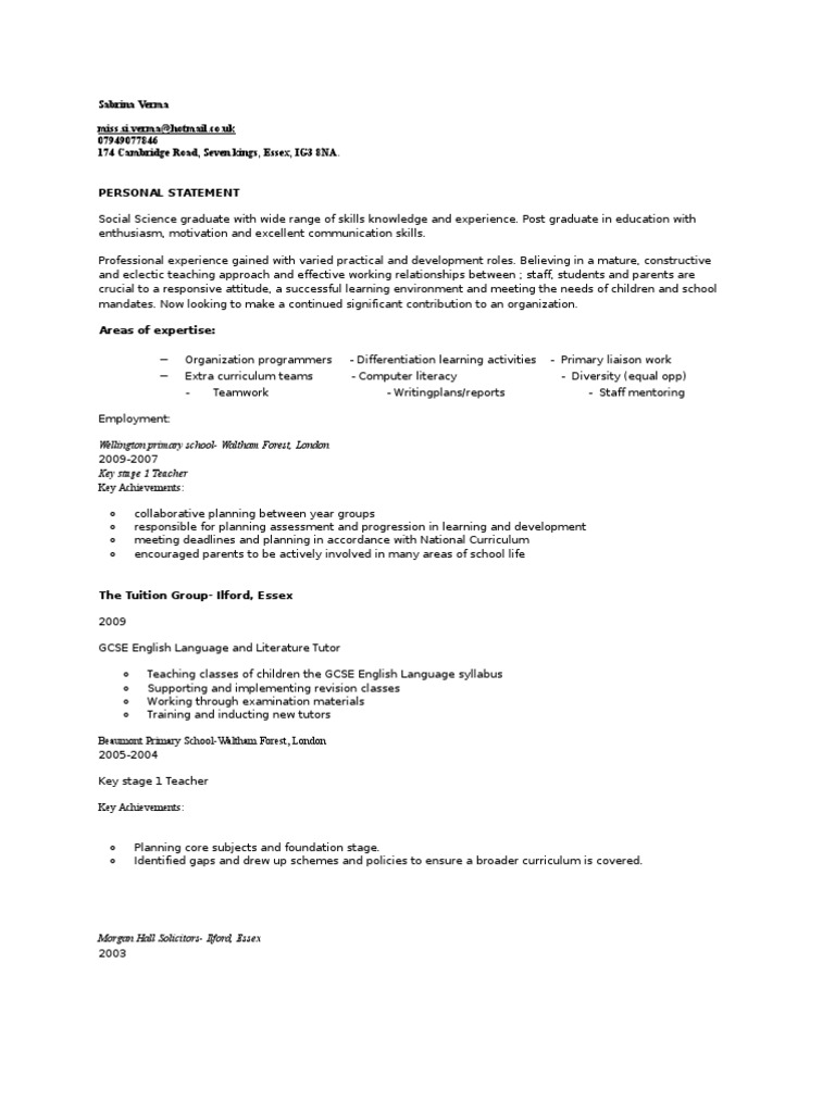 Sabrina Verma CV | PDF | Teachers | Curriculum