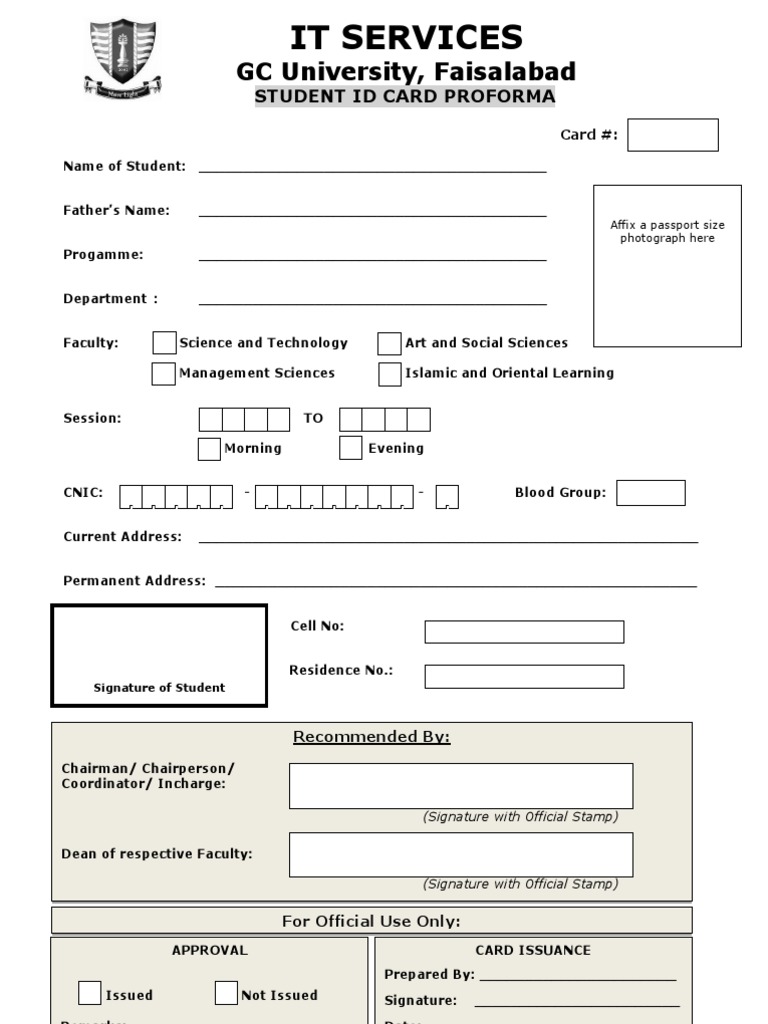 ID Card Performa (For Students) | PDF | Privacy | Applications Of ...
