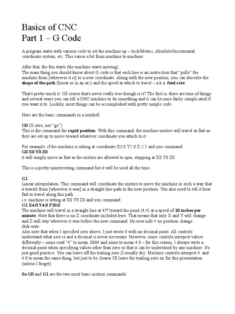 Basics of CNC Part 1 - G Code: Side Note | PDF | Numerical Control ...