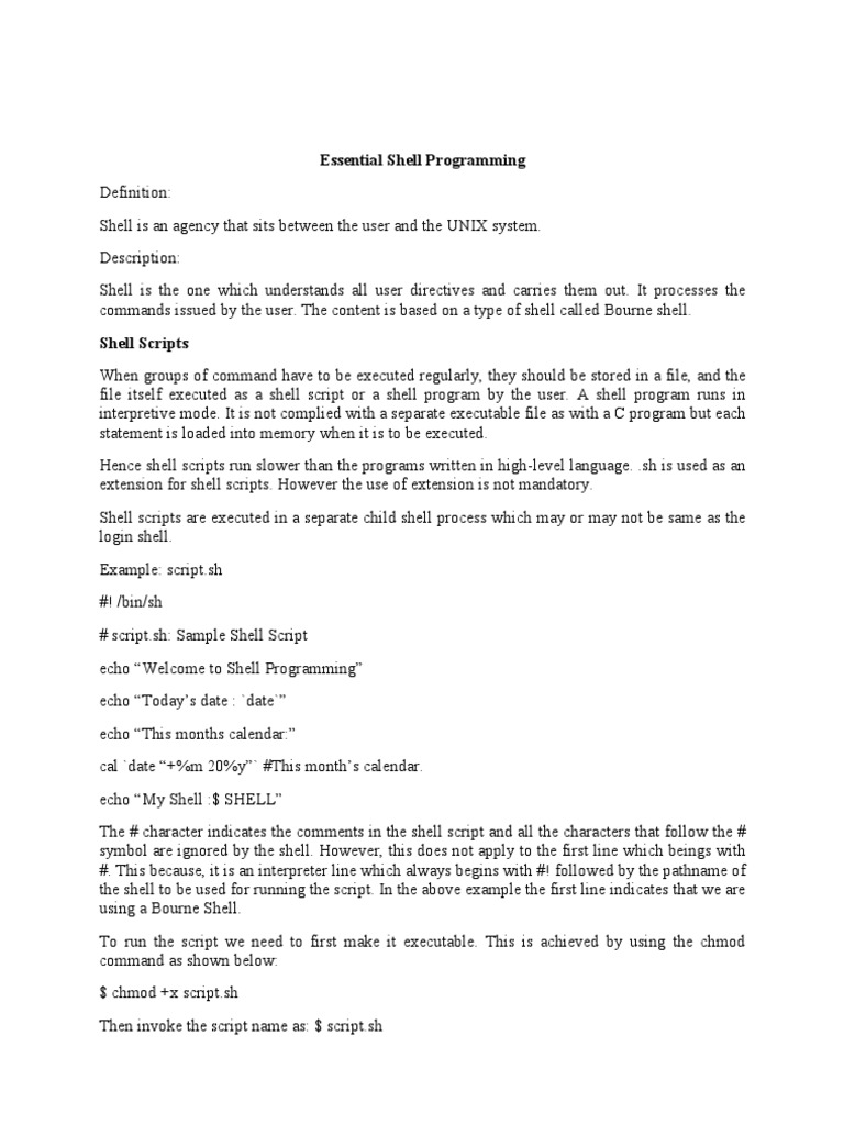 Essential Shell Programming Pdf Command Line Interface Parameter